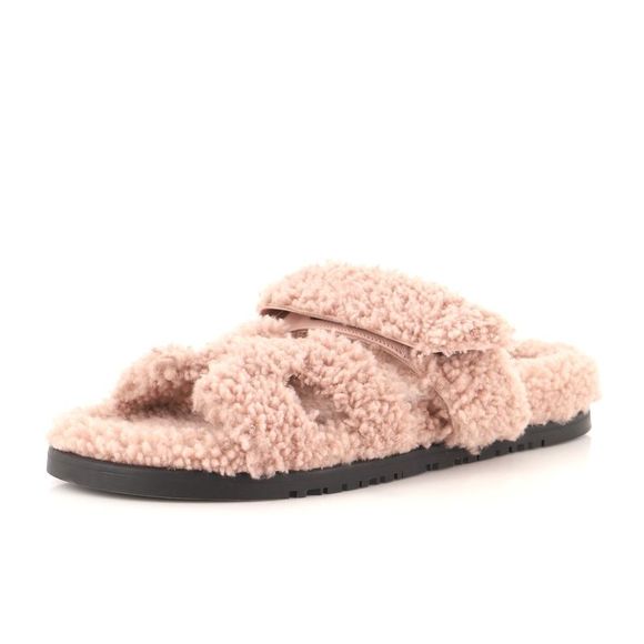 Hermes | Shoes | Hermes Womens Chypre Sandals Shearling Pink | Poshmark